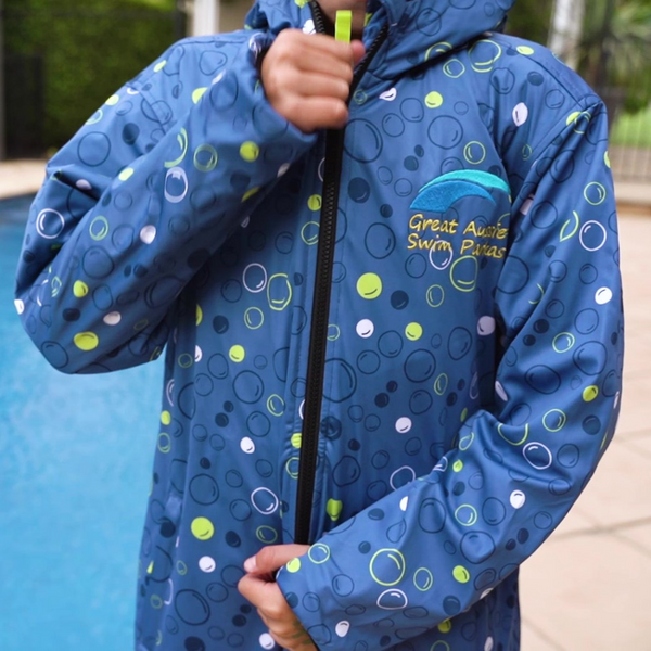 Swim Parka Adult "Bubbles"| Unisex | Extra Long Cotton Towel Lining ...