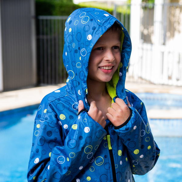 Swim Parka Child "Bubbles"| Unisex | Extra Long Cotton Towel Lining ...